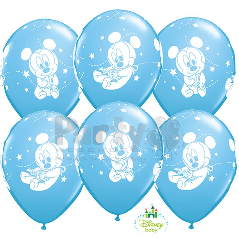 Gumené (latexové) balóny Baby Mickey k narodeniu dieťatka, 6 ks, 28 cm