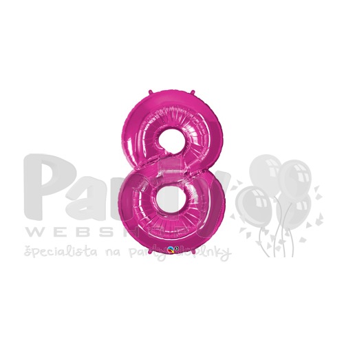 34 inch Number 8 Magenta - sýto ružový fóliový balón číslo 8